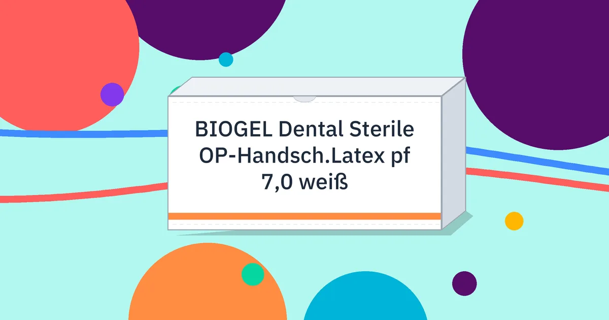 Symbolbild: Packung mit der Aufschrift BIOGEL Dental Sterile OP-Handsch.Latex pf 7,0 weiß (PZN 19496251) – Verfügbarkeit und Bezug in Apotheken in Frankfurt am Main