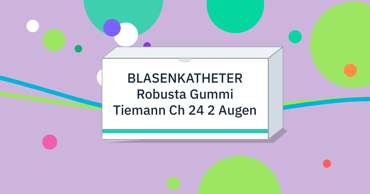 Symbolbild: Packung mit der Aufschrift BLASENKATHETER Robusta Gummi Tiemann Ch 24 2 Augen (PZN 09740566) – Verfügbarkeit und Bezug in Apotheken in Frankfurt am Main