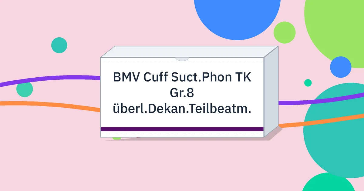 Symbolbild: Packung mit der Aufschrift BMV Cuff Suct.Phon TK Gr.8 überl.Dekan.Teilbeatm. (PZN 18383800) – Verfügbarkeit und Bezug in Apotheken in Frankfurt am Main
