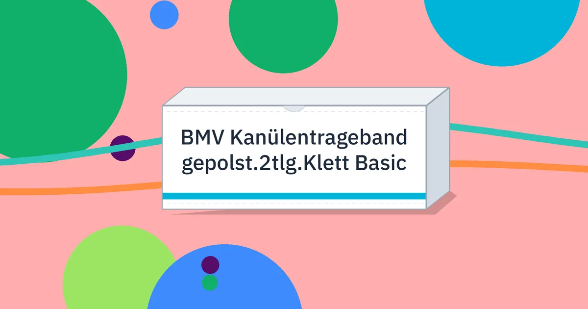 Symbolbild: Packung mit der Aufschrift BMV Kanülentrageband gepolst.2tlg.Klett Basic (PZN 16851958) – Verfügbarkeit und Bezug in Apotheken in Frankfurt am Main