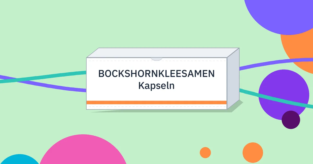 Symbolbild: Packung mit der Aufschrift BOCKSHORNKLEESAMEN Kapseln (PZN 15740607) – Verfügbarkeit und Bezug in Apotheken in Frankfurt am Main