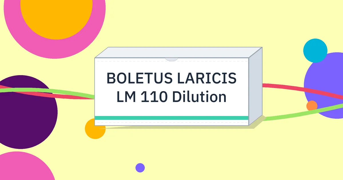 Symbolbild: Packung mit der Aufschrift BOLETUS LARICIS LM 110 Dilution (PZN 13391835) – Verfügbarkeit und Bezug in Apotheken in Frankfurt am Main