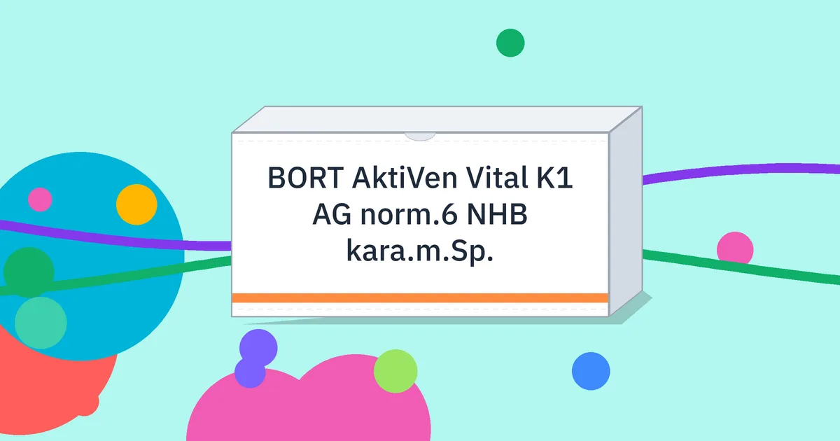 Symbolbild: Packung mit der Aufschrift BORT AktiVen Vital K1 AG norm.6 NHB kara.m.Sp. (PZN 13735223) – Verfügbarkeit und Bezug in Apotheken in Frankfurt am Main