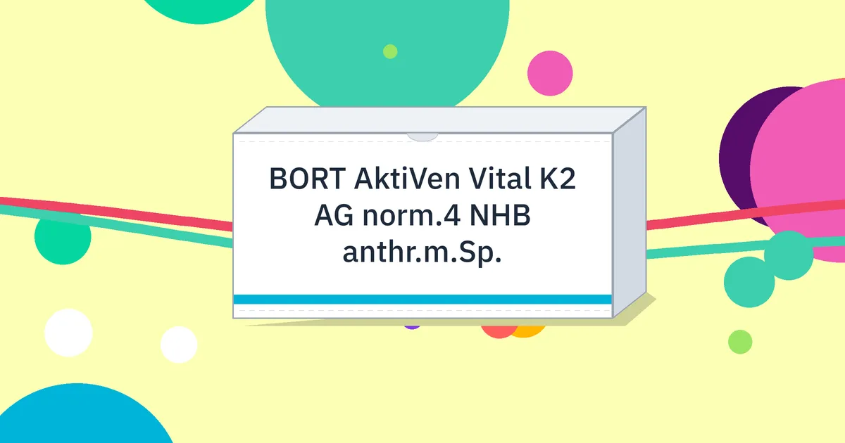 Symbolbild: Packung mit der Aufschrift BORT AktiVen Vital K2 AG norm.4 NHB anthr.m.Sp. (PZN 13734502) – Verfügbarkeit und Bezug in Apotheken in Frankfurt am Main