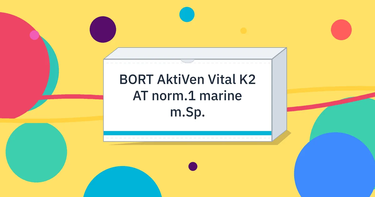 Symbolbild: Packung mit der Aufschrift BORT AktiVen Vital K2 AT norm.1 marine m.Sp. (PZN 13741838) – Verfügbarkeit und Bezug in Apotheken in Frankfurt am Main