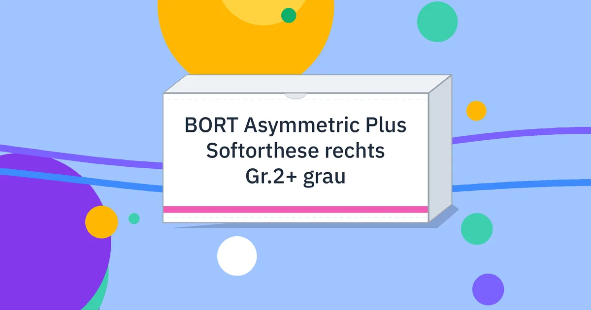 Symbolbild: Packung mit der Aufschrift BORT Asymmetric Plus Softorthese rechts Gr.2+ grau (PZN 20105267) – Verfügbarkeit und Bezug in Apotheken in Frankfurt am Main