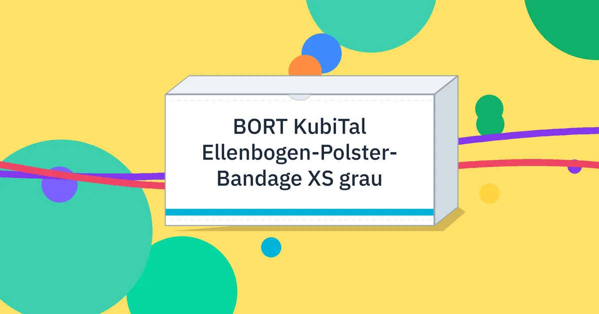 Symbolbild: Packung mit der Aufschrift BORT KubiTal Ellenbogen-Polster-Bandage XS grau (PZN 18270378) – Verfügbarkeit und Bezug in Apotheken in Frankfurt am Main