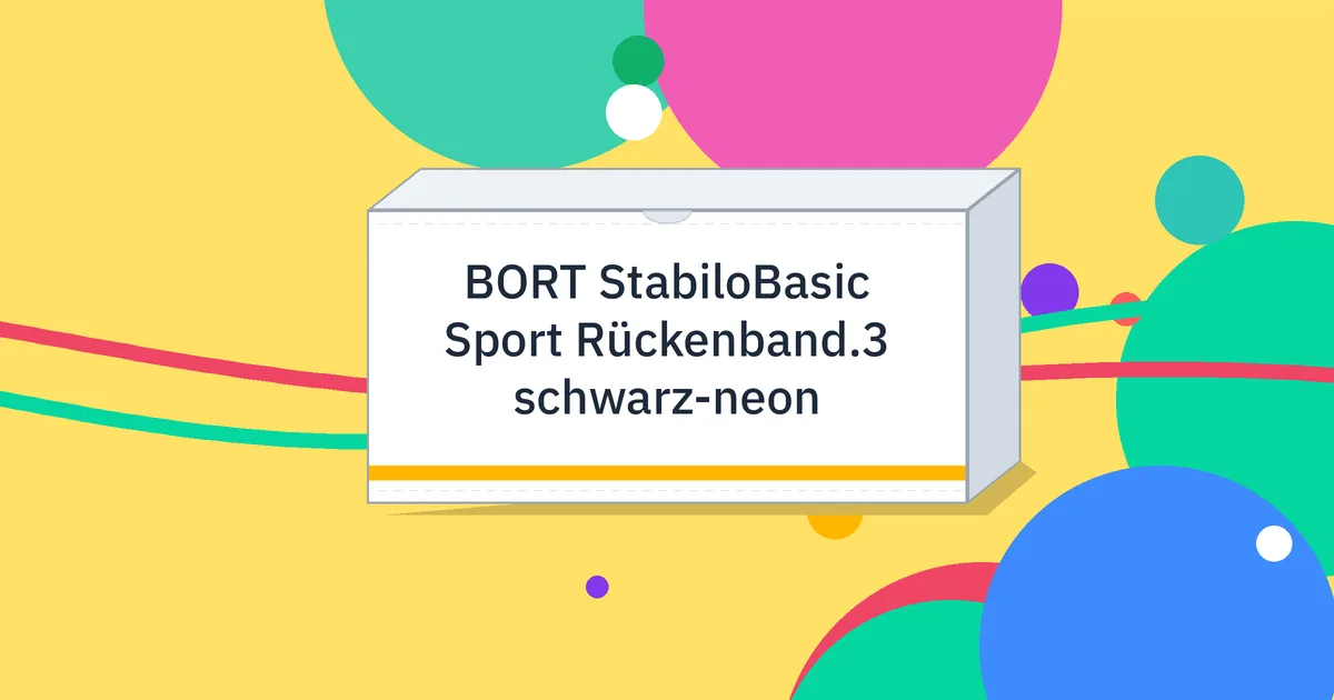 Symbolbild: Packung mit der Aufschrift BORT StabiloBasic Sport Rückenband.3 schwarz-neon (PZN 02744012) – Verfügbarkeit und Bezug in Apotheken in Frankfurt am Main