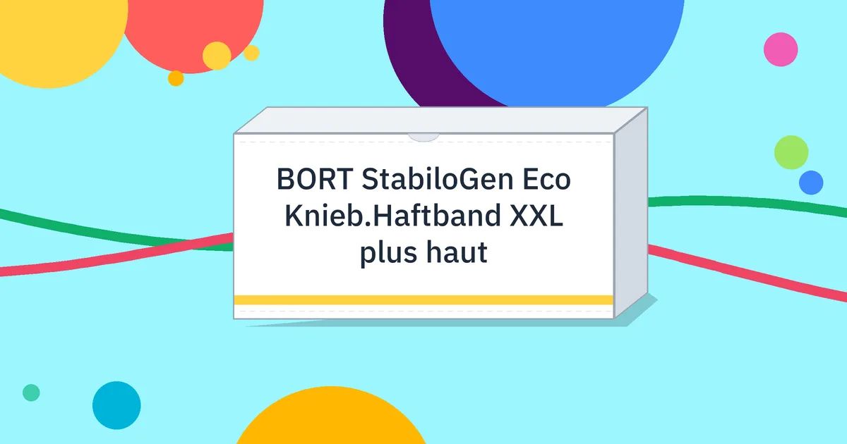 Symbolbild: Packung mit der Aufschrift BORT StabiloGen Eco Knieb.Haftband XXL plus haut (PZN 13424457) – Verfügbarkeit und Bezug in Apotheken in Frankfurt am Main