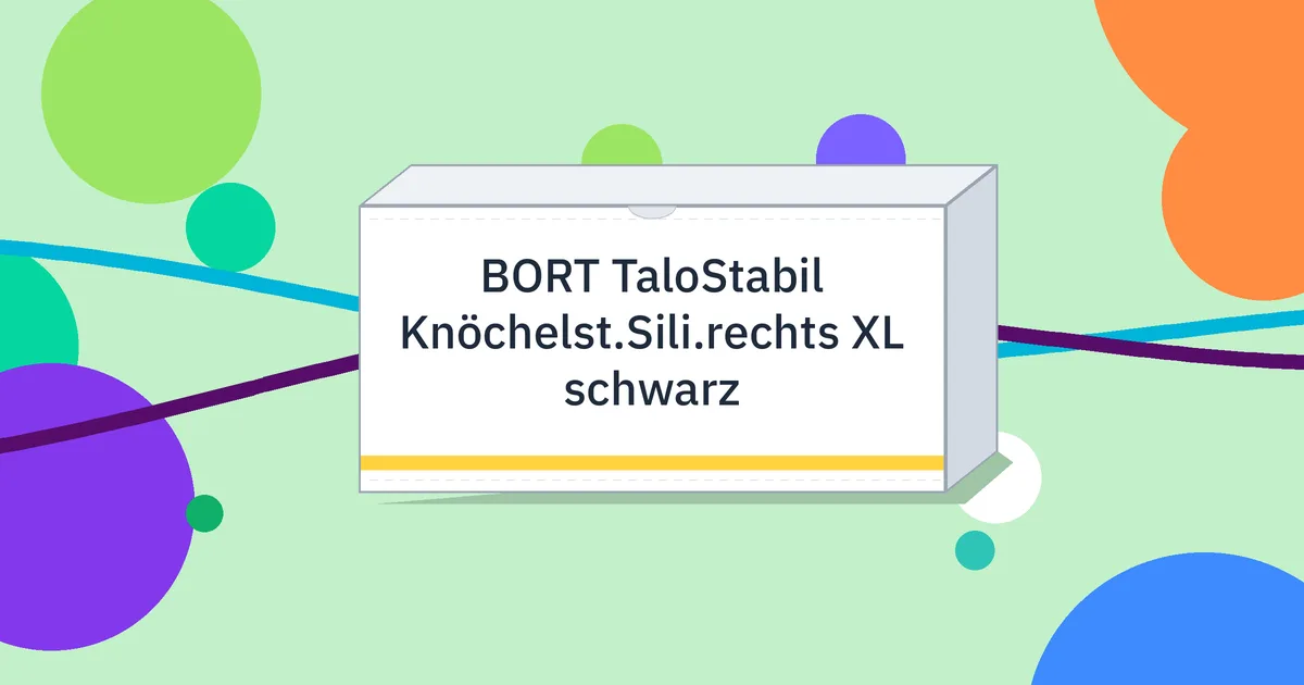 Symbolbild: Packung mit der Aufschrift BORT TaloStabil Knöchelst.Sili.rechts XL schwarz (PZN 05539301) – Verfügbarkeit und Bezug in Apotheken in Frankfurt am Main