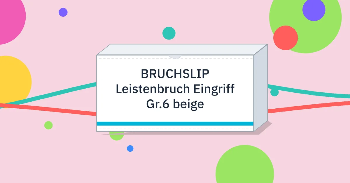 Symbolbild: Packung mit der Aufschrift BRUCHSLIP Leistenbruch Eingriff Gr.6 beige (PZN 19390676) – Verfügbarkeit und Bezug in Apotheken in Frankfurt am Main