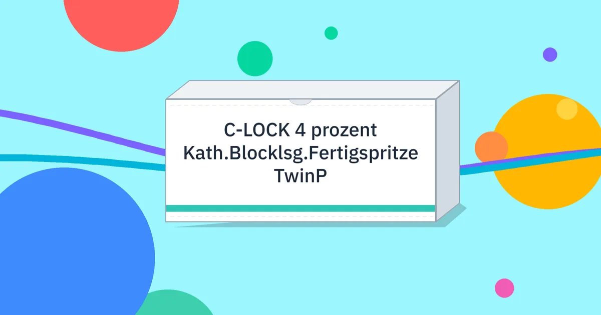 Symbolbild: Packung mit der Aufschrift C-LOCK 4 prozent Kath.Blocklsg.Fertigspritze TwinP (PZN 19122881) – Verfügbarkeit und Bezug in Apotheken in Frankfurt am Main
