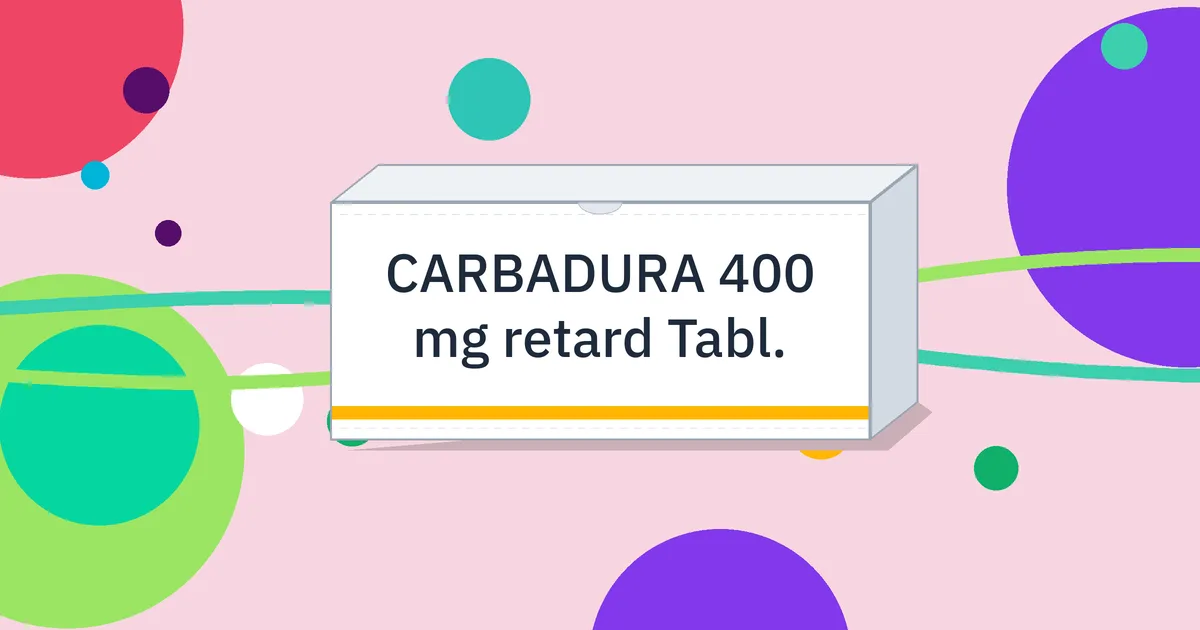 Symbolbild: Packung mit der Aufschrift CARBADURA 400 mg retard Tabl. (PZN 00914131) – Verfügbarkeit und Bezug in Apotheken in Frankfurt am Main