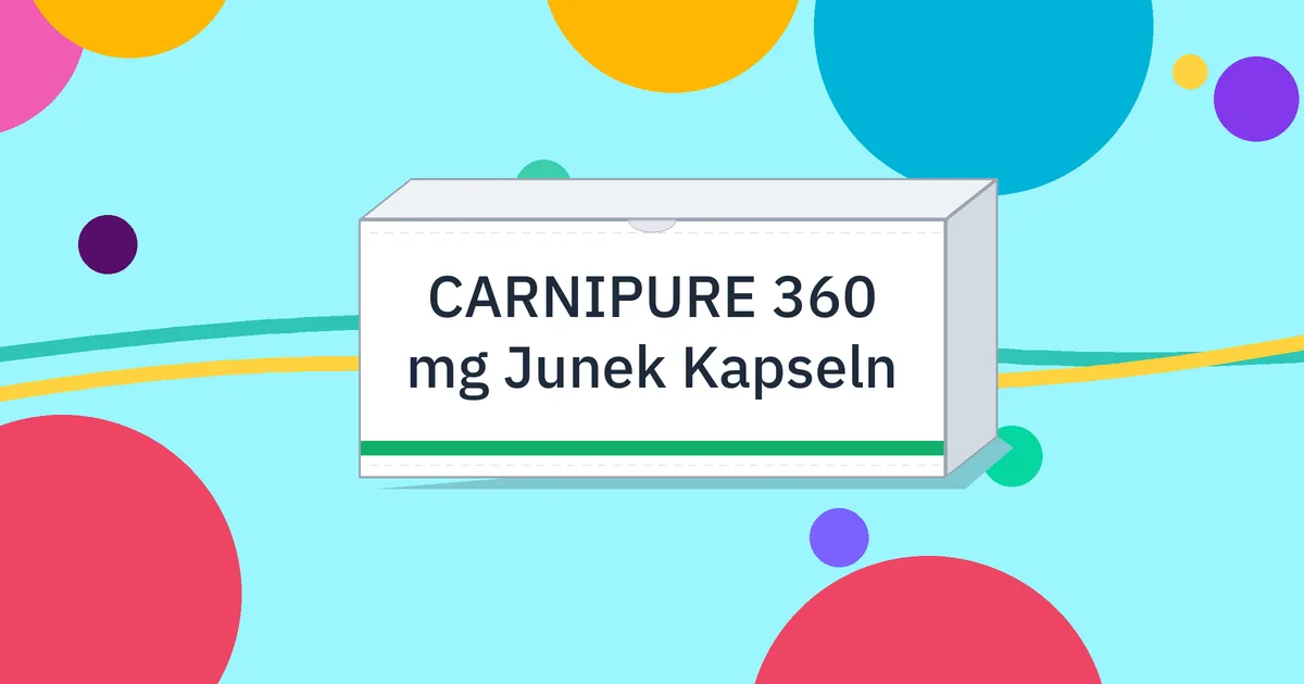 Symbolbild: Packung mit der Aufschrift CARNIPURE 360 mg Junek Kapseln (PZN 00986656) – Verfügbarkeit und Bezug in Apotheken in Frankfurt am Main