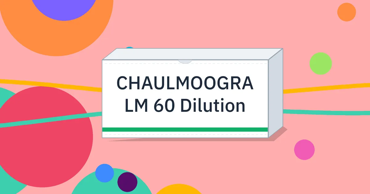 Symbolbild: Packung mit der Aufschrift CHAULMOOGRA LM 60 Dilution (PZN 13439246) – Verfügbarkeit und Bezug in Apotheken in Frankfurt am Main