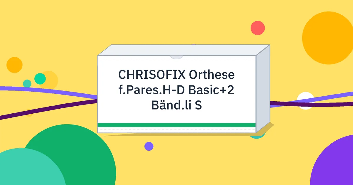 Symbolbild: Packung mit der Aufschrift CHRISOFIX Orthese f.Pares.H-D Basic+2 Bänd.li S (PZN 17586524) – Verfügbarkeit und Bezug in Apotheken in Frankfurt am Main
