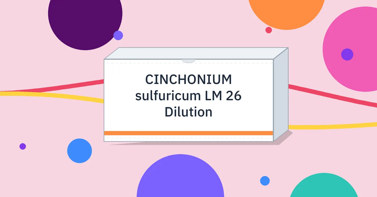 Symbolbild: Packung mit der Aufschrift CINCHONIUM sulfuricum LM 26 Dilution (PZN 13446602) – Verfügbarkeit und Bezug in Apotheken in Frankfurt am Main