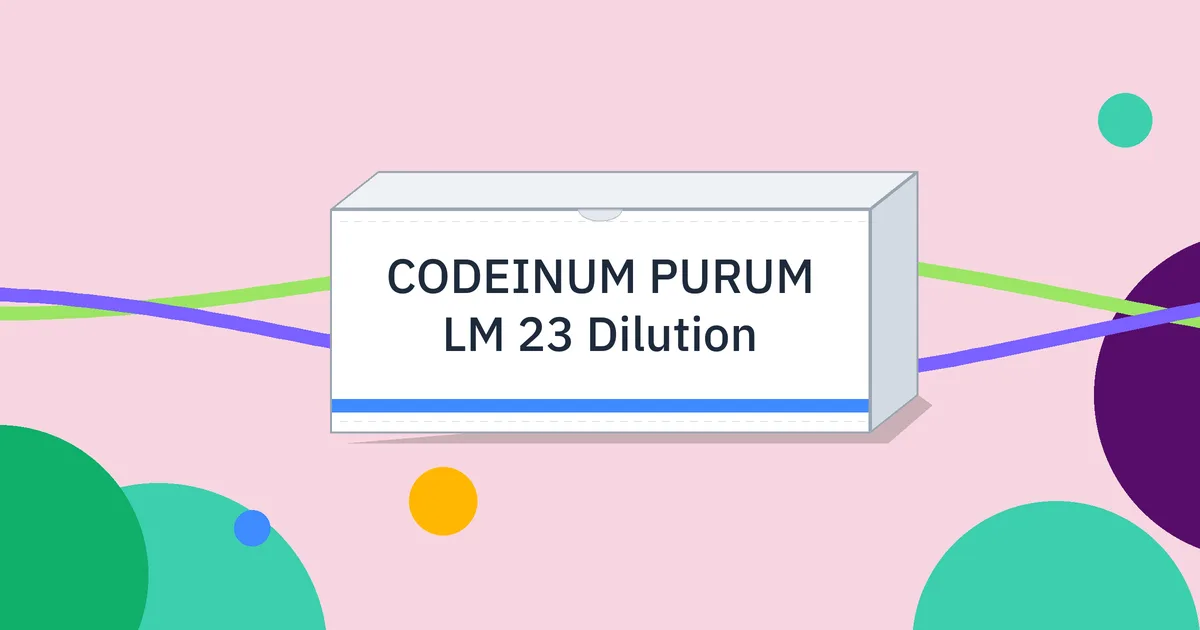 Symbolbild: Packung mit der Aufschrift CODEINUM PURUM LM 23 Dilution (PZN 12830563) – Verfügbarkeit und Bezug in Apotheken in Frankfurt am Main