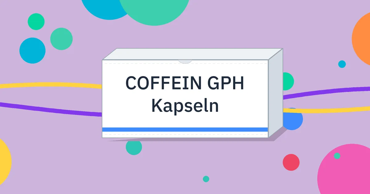 Symbolbild: Packung mit der Aufschrift COFFEIN GPH Kapseln (PZN 06447765) – Verfügbarkeit und Bezug in Apotheken in Frankfurt am Main