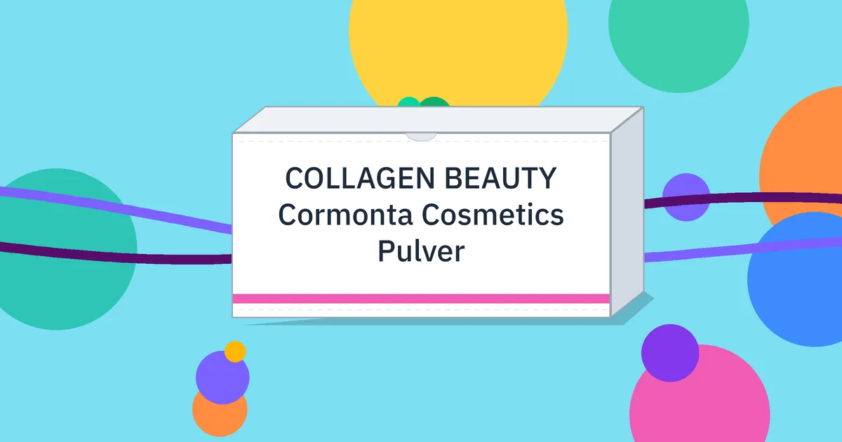 Symbolbild: Packung mit der Aufschrift COLLAGEN BEAUTY Cormonta Cosmetics Pulver (PZN 09482584) – Verfügbarkeit und Bezug in Apotheken in Frankfurt am Main