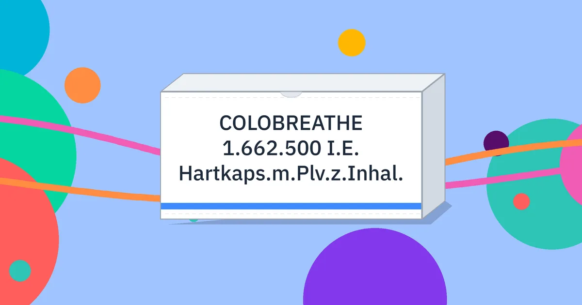 Symbolbild: Packung mit der Aufschrift COLOBREATHE 1.662.500 I.E. Hartkaps.m.Plv.z.Inhal. (PZN 13917728) – Verfügbarkeit und Bezug in Apotheken in Frankfurt am Main