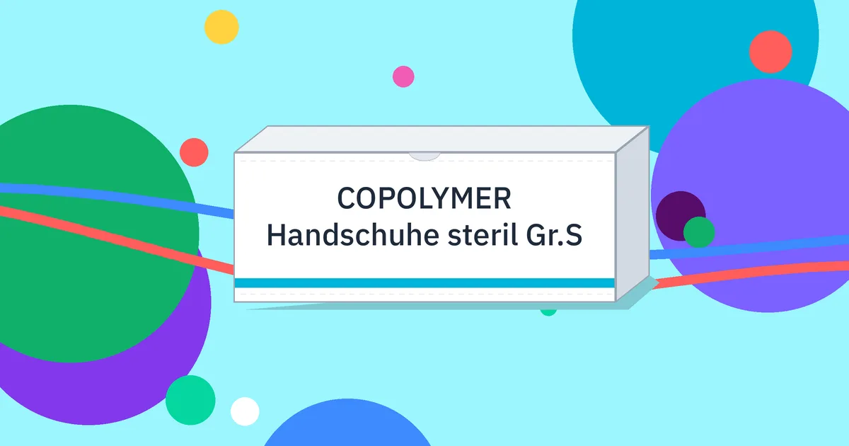 Symbolbild: Packung mit der Aufschrift COPOLYMER Handschuhe steril Gr.S (PZN 07486879) – Verfügbarkeit und Bezug in Apotheken in Frankfurt am Main