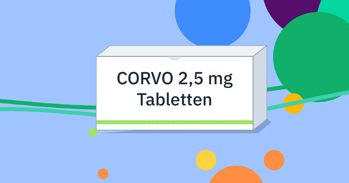 Symbolbild: Packung mit der Aufschrift CORVO 2,5 mg Tabletten (PZN 07317125) – Verfügbarkeit und Bezug in Apotheken in Frankfurt am Main