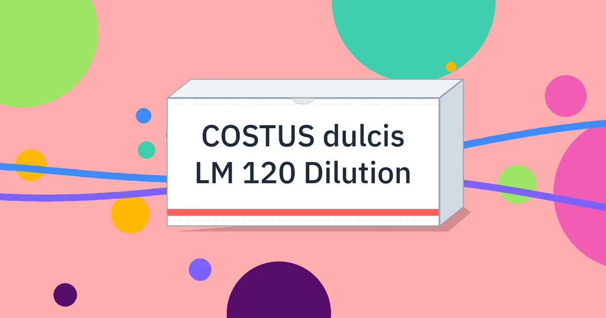 Symbolbild: Packung mit der Aufschrift COSTUS dulcis LM 120 Dilution (PZN 13455239) – Verfügbarkeit und Bezug in Apotheken in Frankfurt am Main