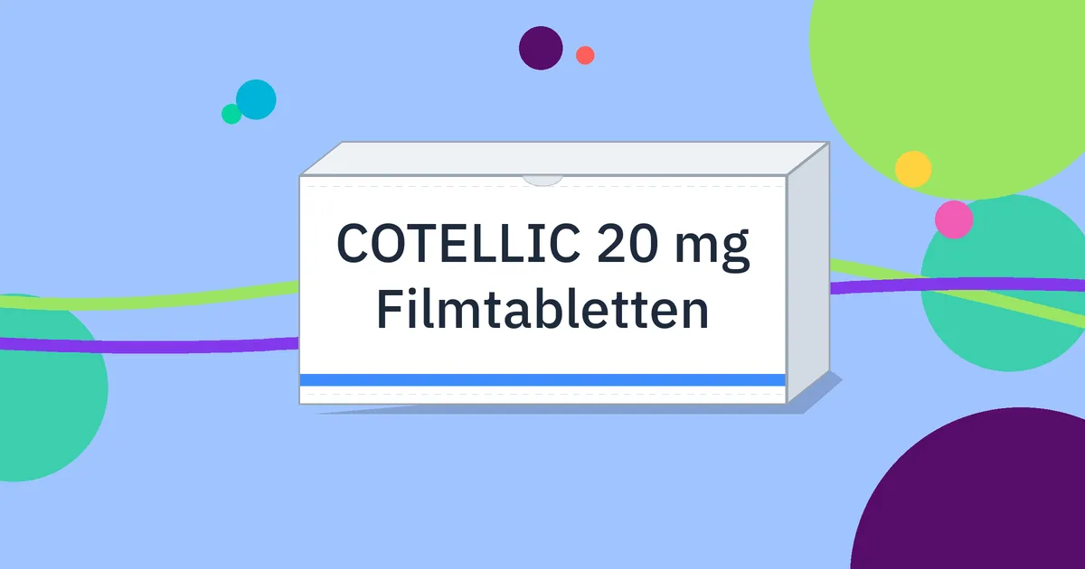 Symbolbild: Packung mit der Aufschrift COTELLIC 20 mg Filmtabletten (PZN 19370136) – Verfügbarkeit und Bezug in Apotheken in Frankfurt am Main