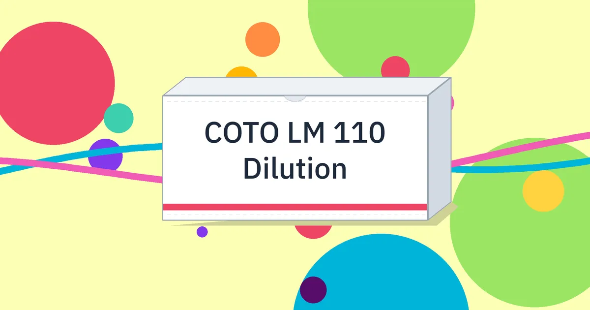 Symbolbild: Packung mit der Aufschrift COTO LM 110 Dilution (PZN 13455647) – Verfügbarkeit und Bezug in Apotheken in Frankfurt am Main
