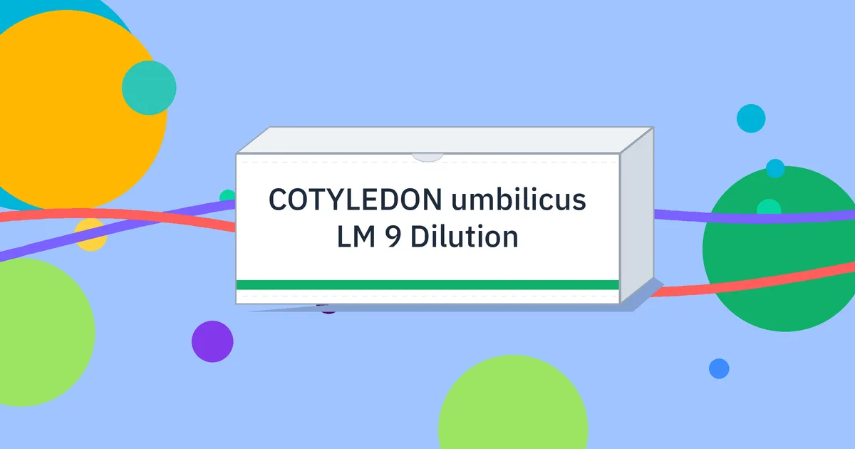 Symbolbild: Packung mit der Aufschrift COTYLEDON umbilicus LM 9 Dilution (PZN 13455794) – Verfügbarkeit und Bezug in Apotheken in Frankfurt am Main