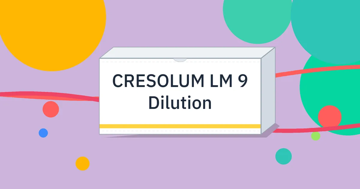 Symbolbild: Packung mit der Aufschrift CRESOLUM LM 9 Dilution (PZN 13456279) – Verfügbarkeit und Bezug in Apotheken in Frankfurt am Main