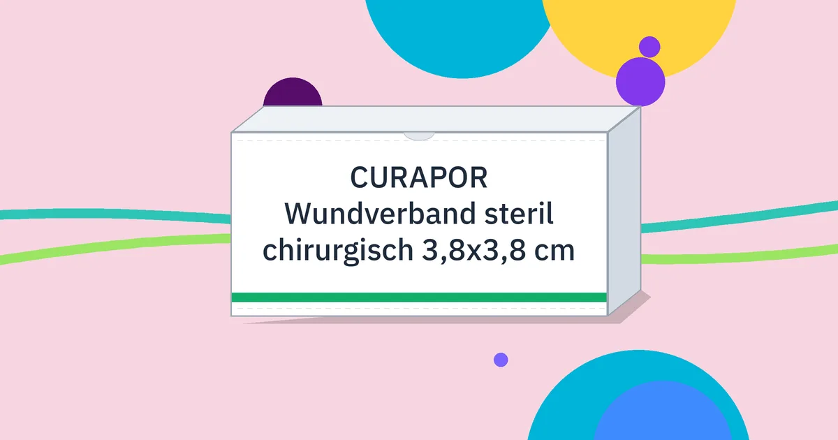 Symbolbild: Packung mit der Aufschrift CURAPOR Wundverband steril chirurgisch 3,8x3,8 cm (PZN 20694803) – Verfügbarkeit und Bezug in Apotheken in Frankfurt am Main