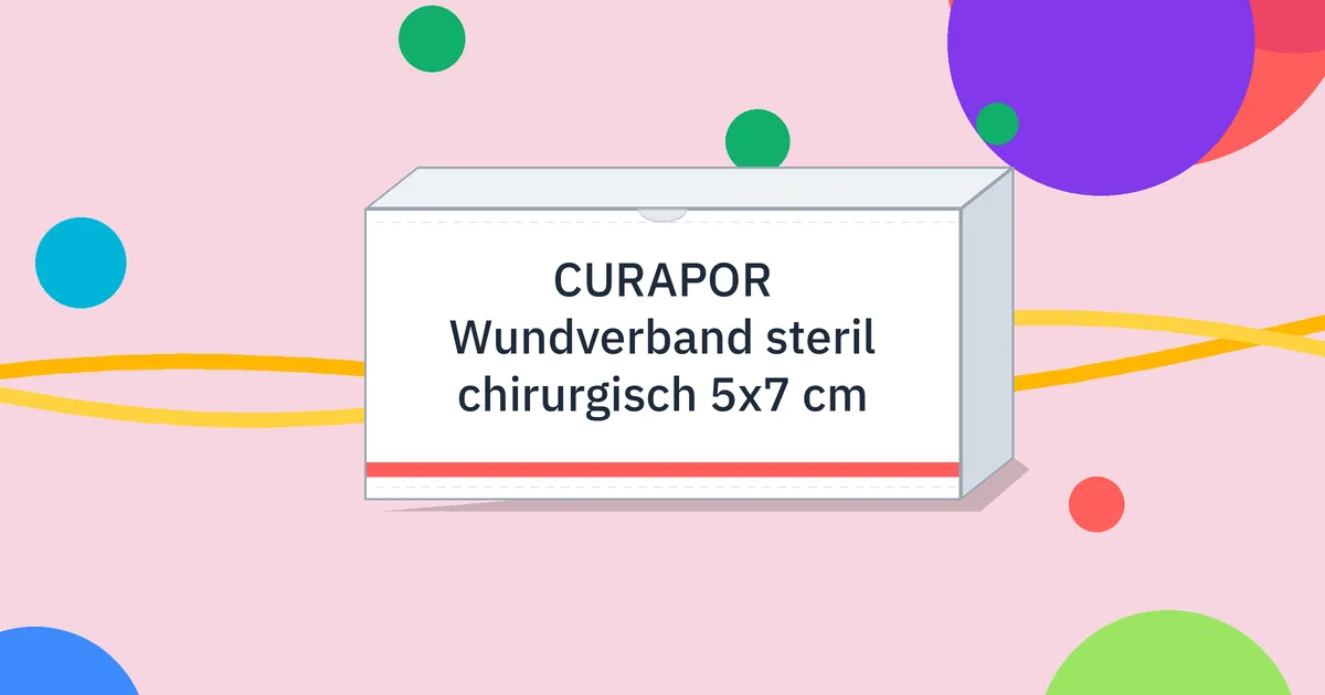 Symbolbild: Packung mit der Aufschrift CURAPOR Wundverband steril chirurgisch 5x7 cm (PZN 18080519) – Verfügbarkeit und Bezug in Apotheken in Frankfurt am Main