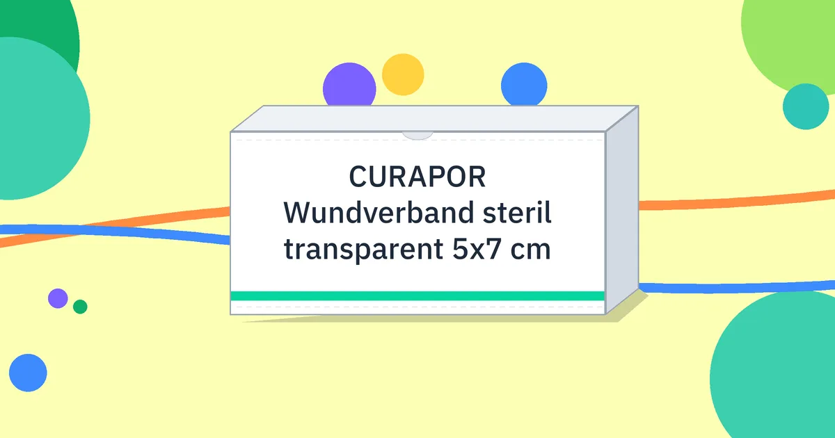 Symbolbild: Packung mit der Aufschrift CURAPOR Wundverband steril transparent 5x7 cm (PZN 02913733) – Verfügbarkeit und Bezug in Apotheken in Frankfurt am Main