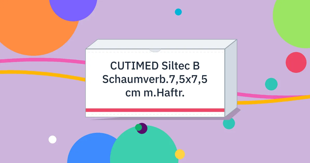Symbolbild: Packung mit der Aufschrift CUTIMED Siltec B Schaumverb.7,5x7,5 cm m.Haftr. (PZN 14163409) – Verfügbarkeit und Bezug in Apotheken in Frankfurt am Main