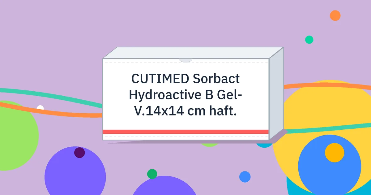Symbolbild: Packung mit der Aufschrift CUTIMED Sorbact Hydroactive B Gel-V.14x14 cm haft. (PZN 19472865) – Verfügbarkeit und Bezug in Apotheken in Frankfurt am Main