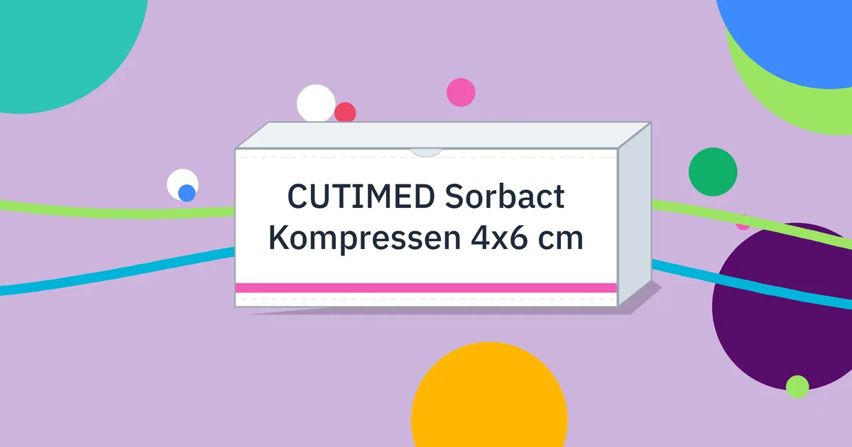Symbolbild: Packung mit der Aufschrift CUTIMED Sorbact Kompressen 4x6 cm (PZN 16225988) – Verfügbarkeit und Bezug in Apotheken in Frankfurt am Main
