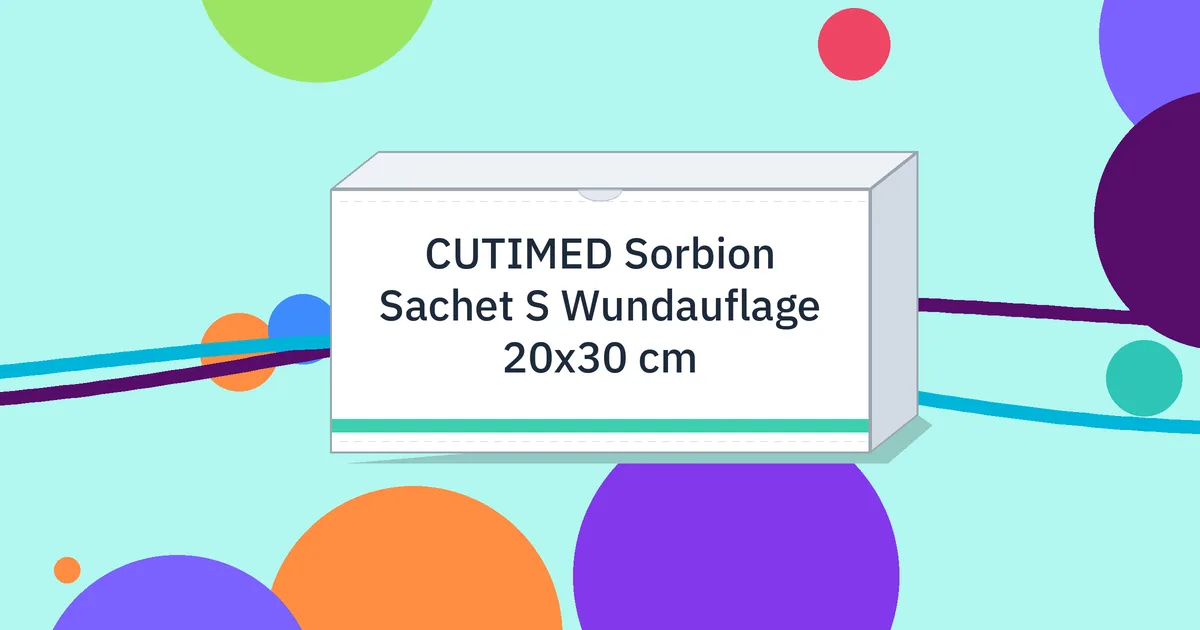 Symbolbild: Packung mit der Aufschrift CUTIMED Sorbion Sachet S Wundauflage 20x30 cm (PZN 16788941) – Verfügbarkeit und Bezug in Apotheken in Frankfurt am Main