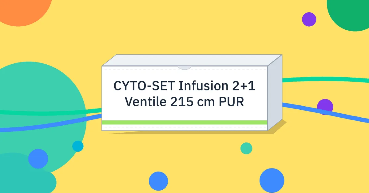 Symbolbild: Packung mit der Aufschrift CYTO-SET Infusion 2+1 Ventile 215 cm PUR (PZN 20096315) – Verfügbarkeit und Bezug in Apotheken in Frankfurt am Main