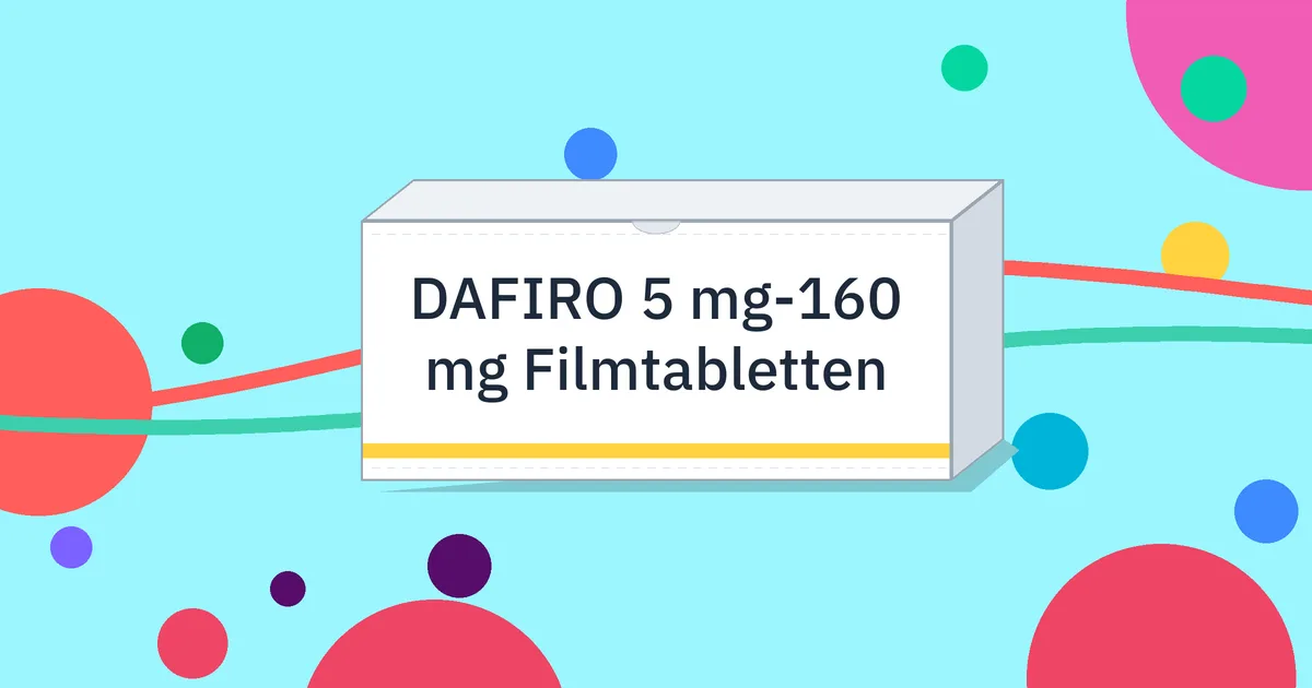 Symbolbild: Packung mit der Aufschrift DAFIRO 5 mg-160 mg Filmtabletten (PZN 11542135) – Verfügbarkeit und Bezug in Apotheken in Frankfurt am Main