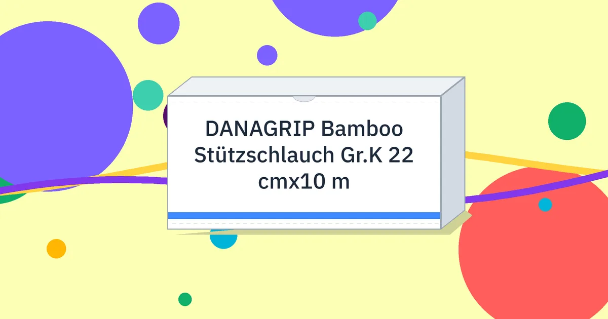 Symbolbild: Packung mit der Aufschrift DANAGRIP Bamboo Stützschlauch Gr.K 22 cmx10 m (PZN 20810853) – Verfügbarkeit und Bezug in Apotheken in Frankfurt am Main