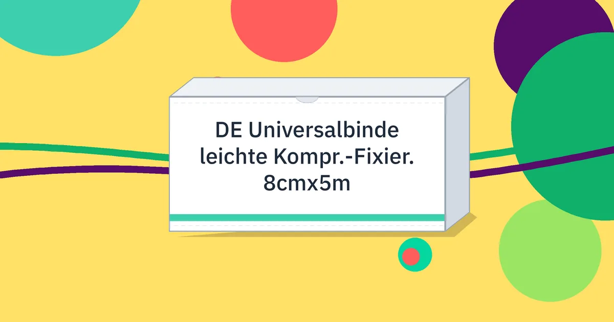 Symbolbild: Packung mit der Aufschrift DE Universalbinde leichte Kompr.-Fixier. 8cmx5m (PZN 04554497) – Verfügbarkeit und Bezug in Apotheken in Frankfurt am Main