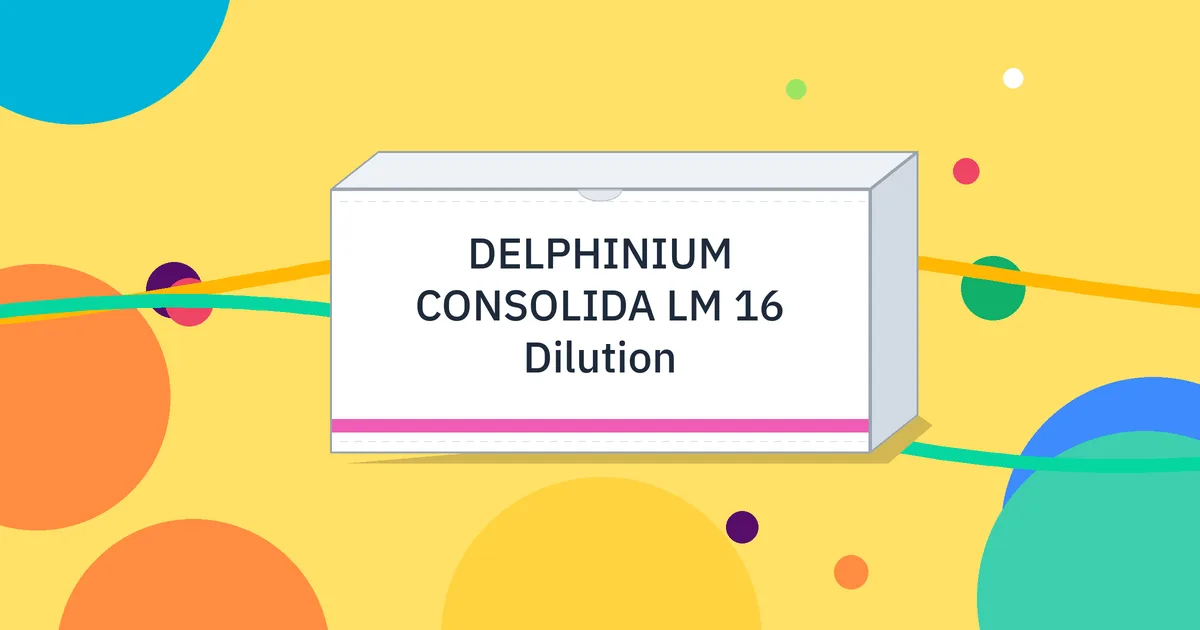 Symbolbild: Packung mit der Aufschrift DELPHINIUM CONSOLIDA LM 16 Dilution (PZN 13463345) – Verfügbarkeit und Bezug in Apotheken in Frankfurt am Main
