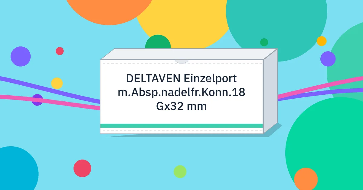 Symbolbild: Packung mit der Aufschrift DELTAVEN Einzelport m.Absp.nadelfr.Konn.18 Gx32 mm (PZN 20365548) – Verfügbarkeit und Bezug in Apotheken in Frankfurt am Main