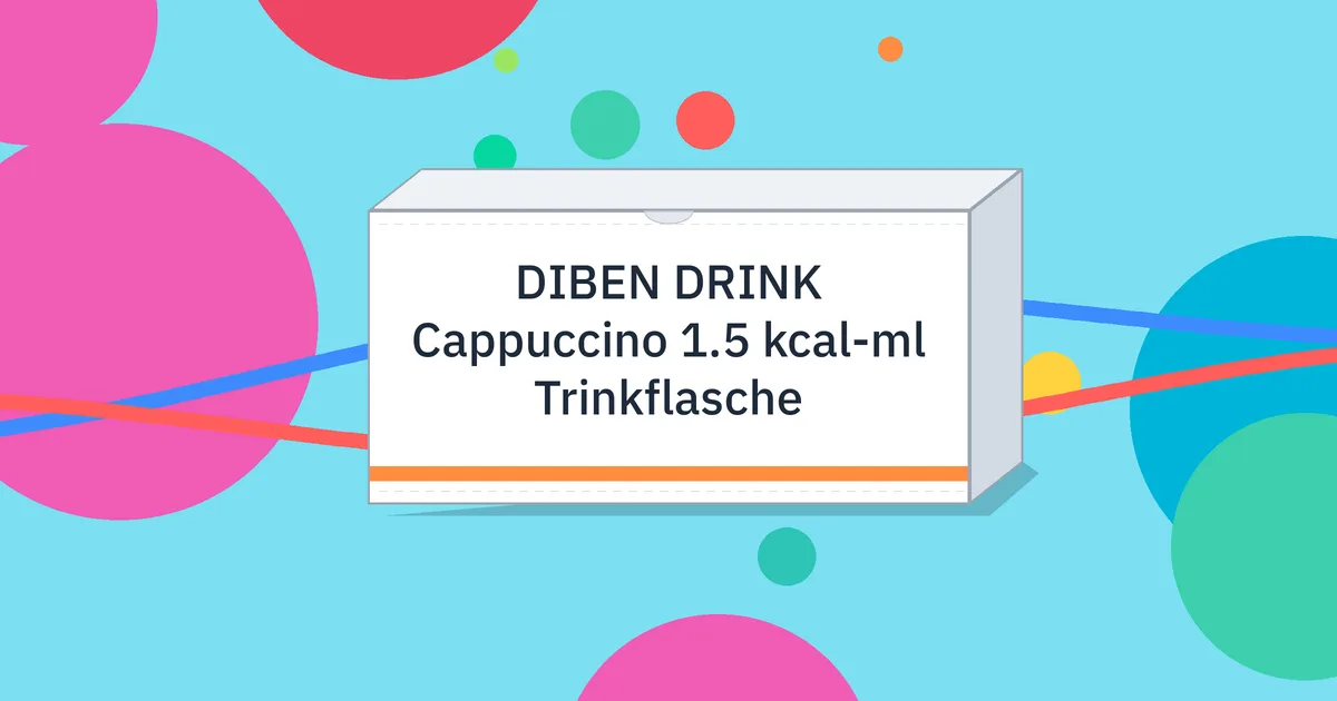 Symbolbild: Packung mit der Aufschrift DIBEN DRINK Cappuccino 1.5 kcal-ml Trinkflasche (PZN 16746753) – Verfügbarkeit und Bezug in Apotheken in Frankfurt am Main