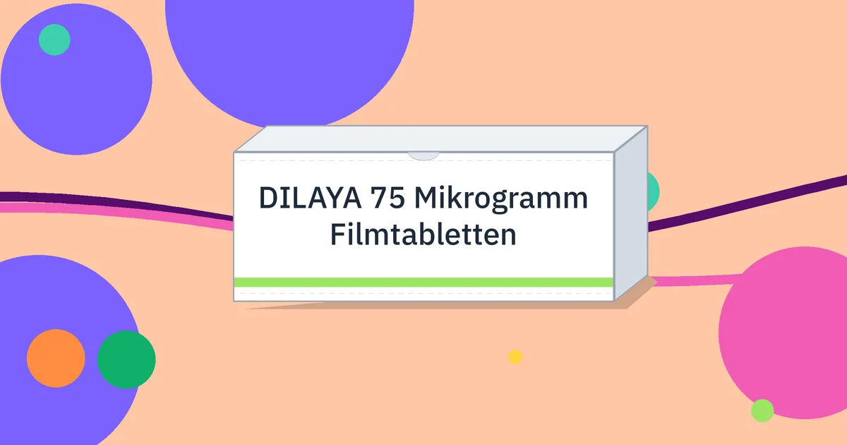 Symbolbild: Packung mit der Aufschrift DILAYA 75 Mikrogramm Filmtabletten (PZN 18080293) – Verfügbarkeit und Bezug in Apotheken in Frankfurt am Main