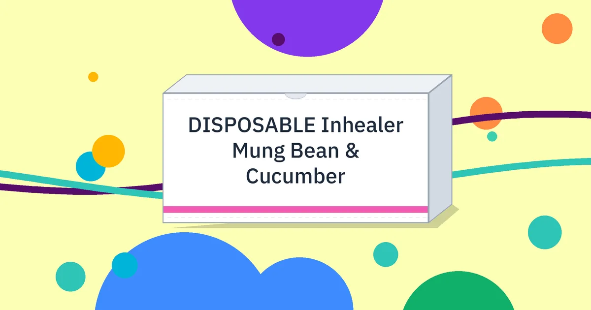 Symbolbild: Packung mit der Aufschrift DISPOSABLE Inhealer Mung Bean & Cucumber (PZN 18907752) – Verfügbarkeit und Bezug in Apotheken in Frankfurt am Main