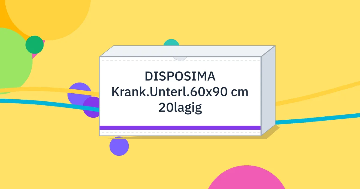 Symbolbild: Packung mit der Aufschrift DISPOSIMA Krank.Unterl.60x90 cm 20lagig (PZN 01450900) – Verfügbarkeit und Bezug in Apotheken in Frankfurt am Main