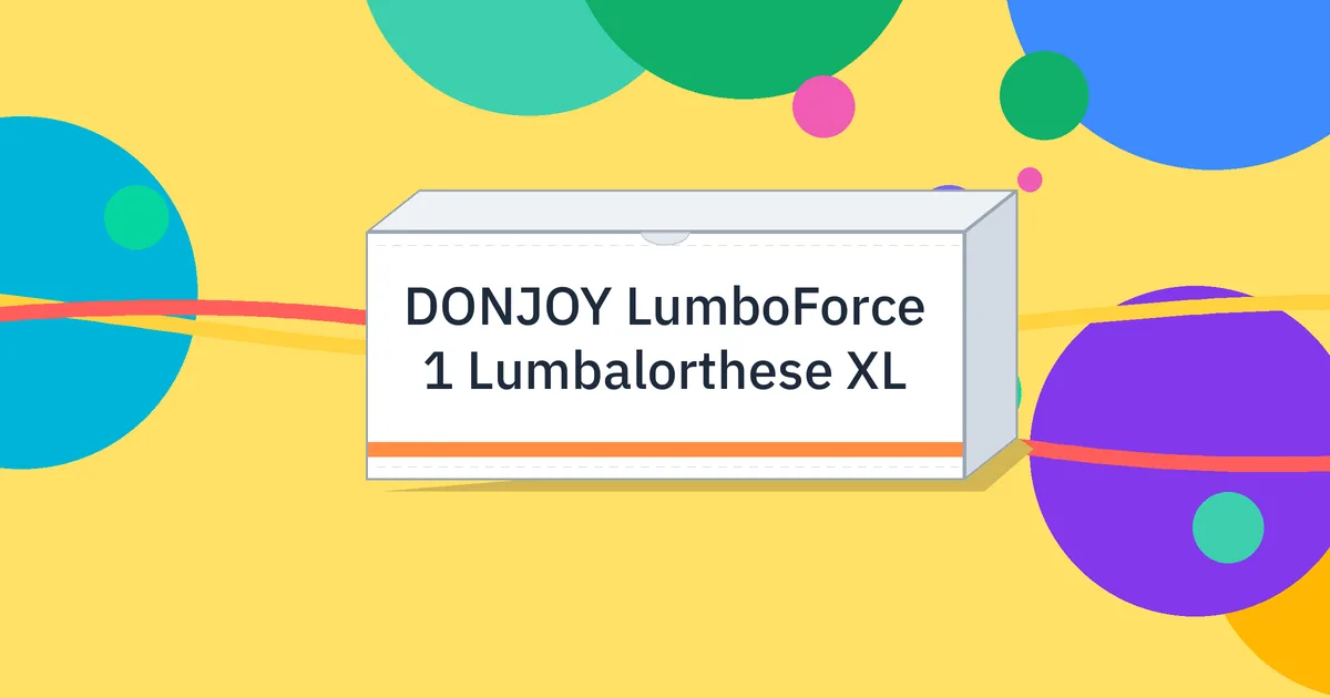 Symbolbild: Packung mit der Aufschrift DONJOY LumboForce 1 Lumbalorthese XL (PZN 19377799) – Verfügbarkeit und Bezug in Apotheken in Frankfurt am Main